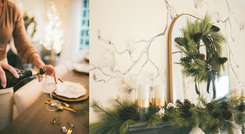 Stephanie Ervin's Dining Room Wallcovering is PURE Holiday Magic